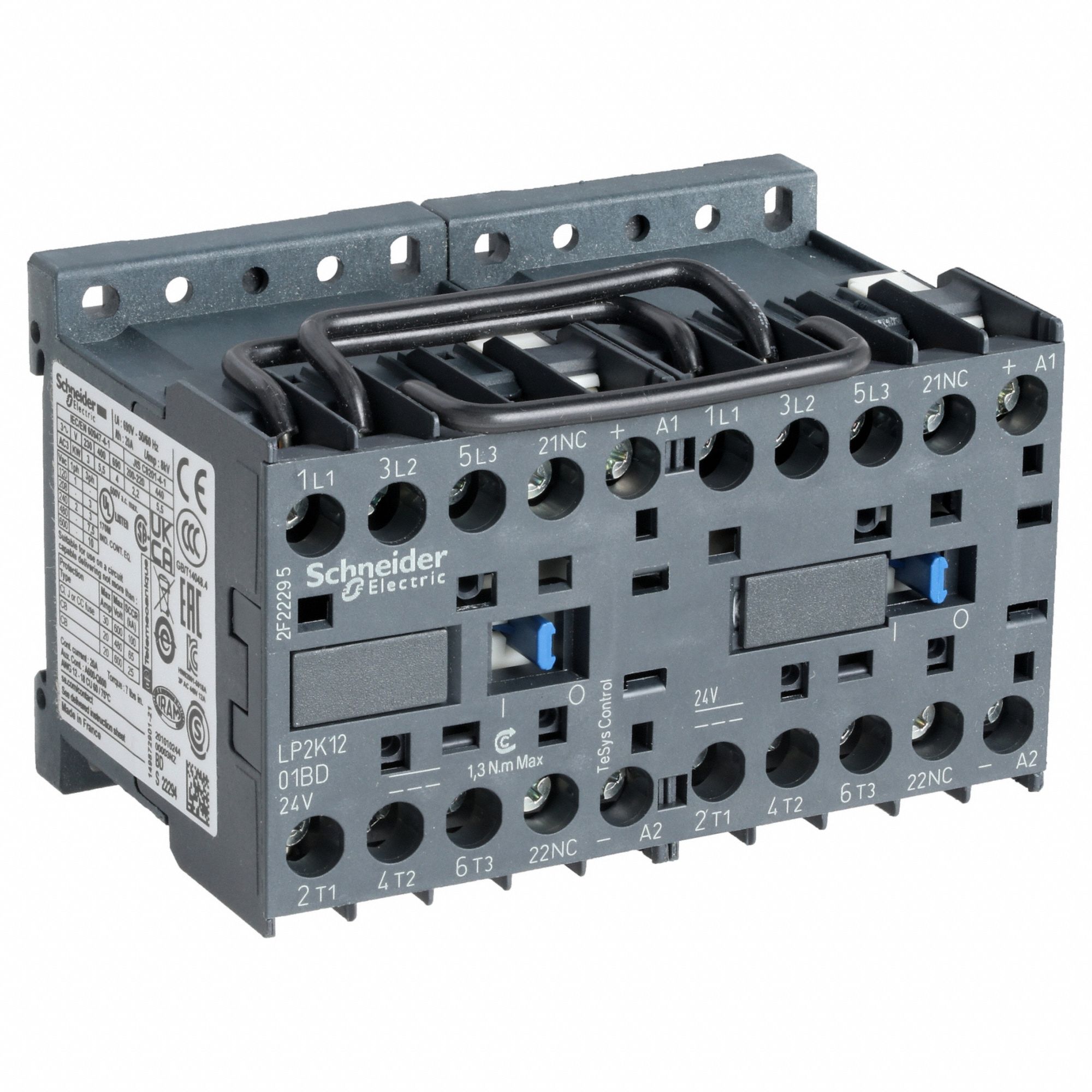 SCHNEIDER, Reversing, 3 Poles, Miniature IEC Magnetic Contactor - 2MMX9 ...