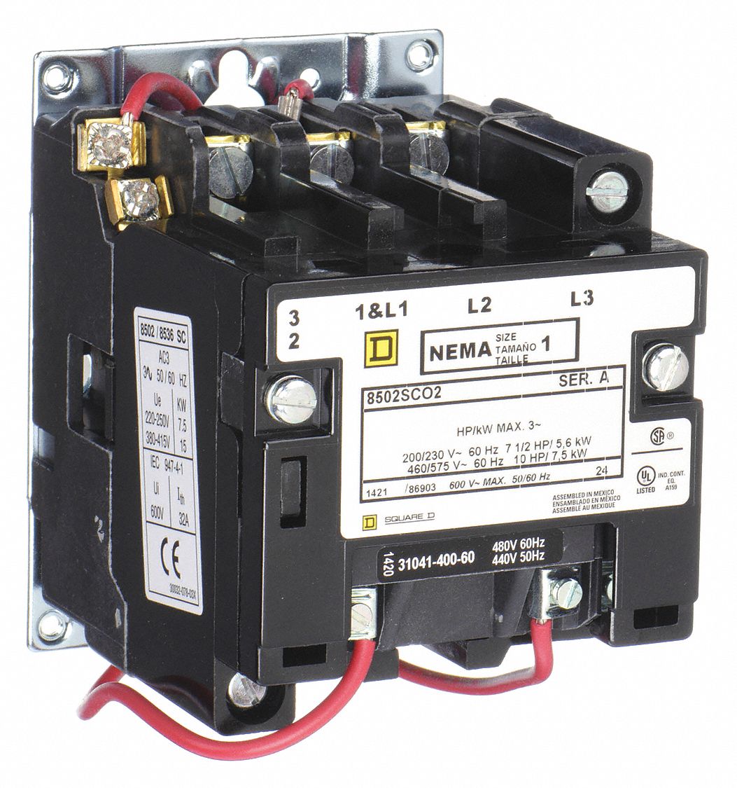 SQUARE D, Non-Reversing, 3 Poles, NEMA Magnetic Contactor - 2MNA1 ...