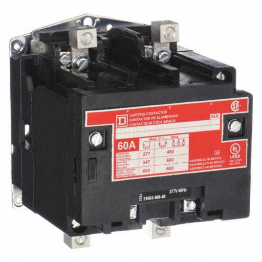 Lighting Contactr,2P,277V,Open,ElecHeld - Grainger