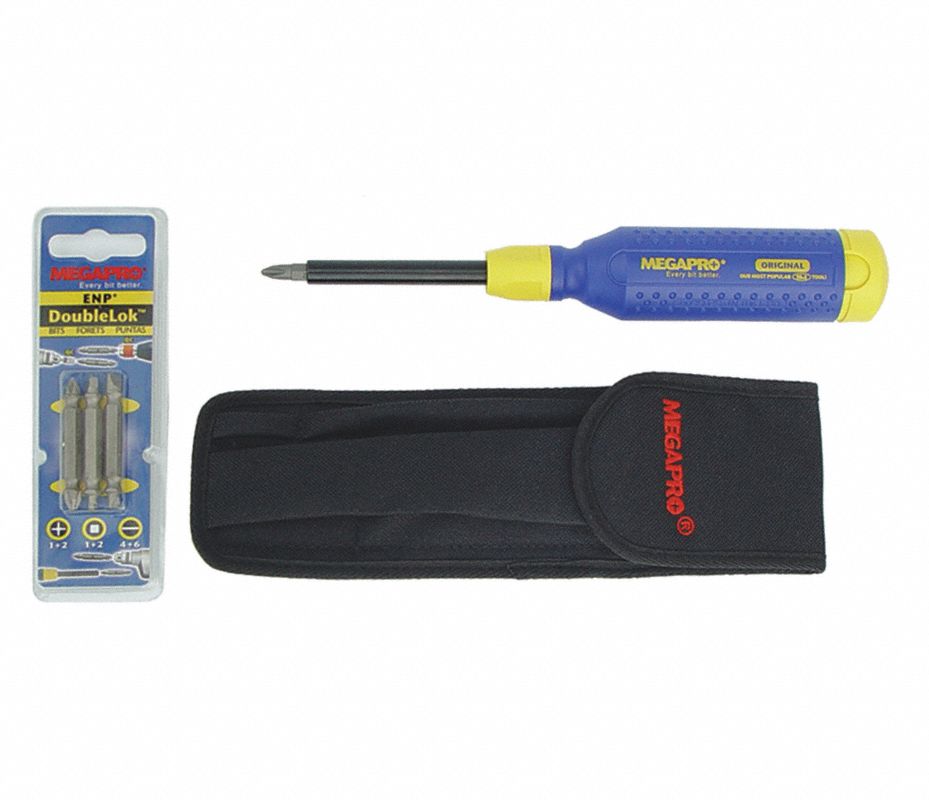 MEGAPRO Desarmador Multipuntas 1/4" Phillips, Plana, Cuadrada, Torx 9 ...