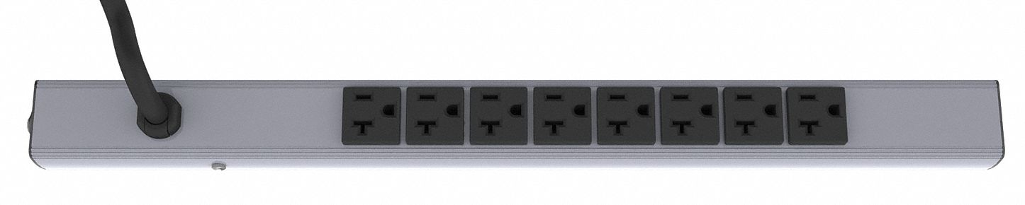 POWER FIRST Outlet Strip, Commercial and Industrial, Aluminum, 8 Total ...