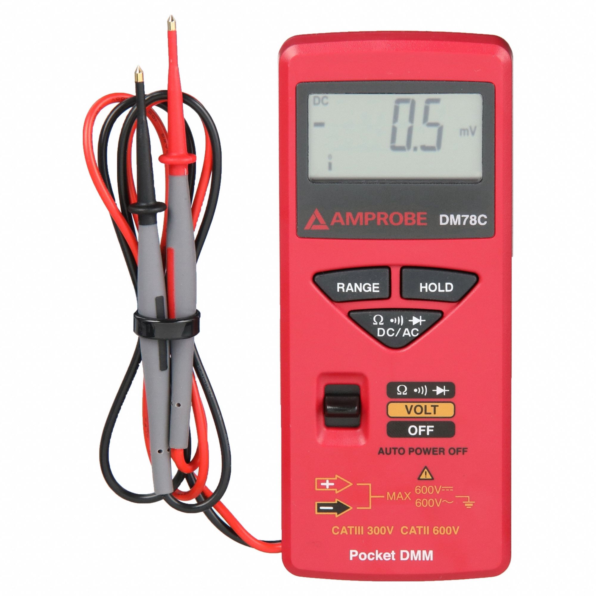 AMPROBE, CAT III 300V, Avg, Digital Multimeter - 2MVU4|DM78C - Grainger