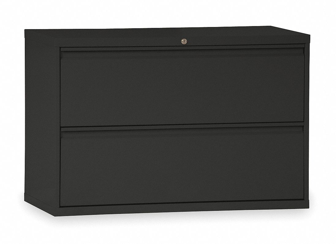 42 in, 19 1/4 in, 28 3/8 in, File Cabinet, Black - Grainger