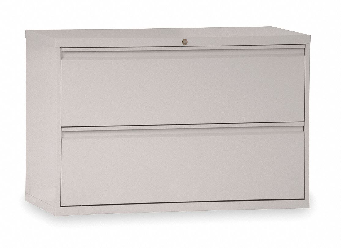 42 in, 19 1/4 in, 28 3/8 in, File Cabinet, Light Gray - Grainger