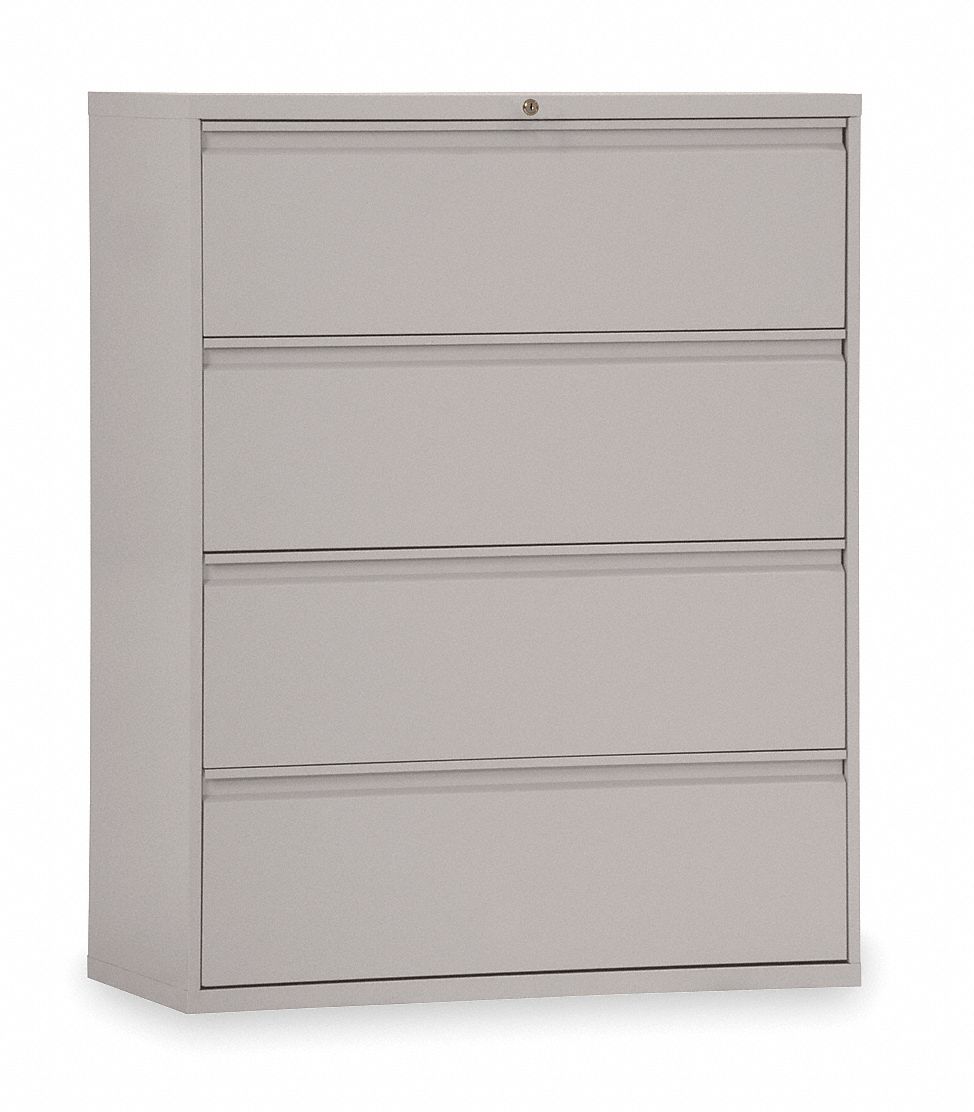 42 in, 19 1/4 in, 53 1/4 in, File Cabinet, Light Gray - Grainger