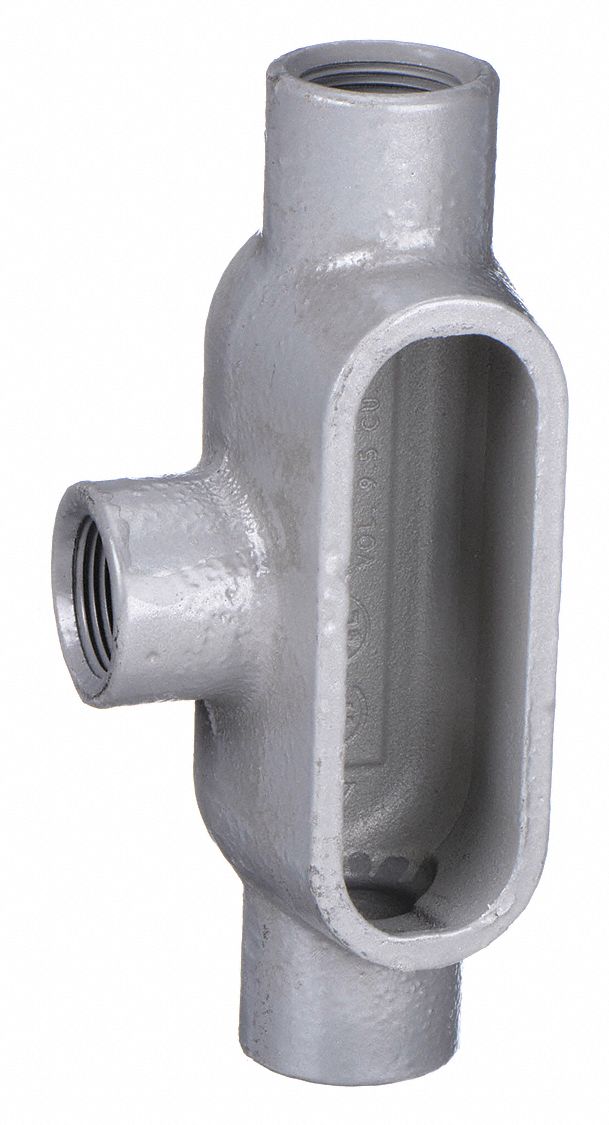 HUBBELL KILLARK CONDUIT OUTLET BODY, IRON, 2 IN TRADE SIZE, T BODY, 50 CU IN BODY CAPACITY ...