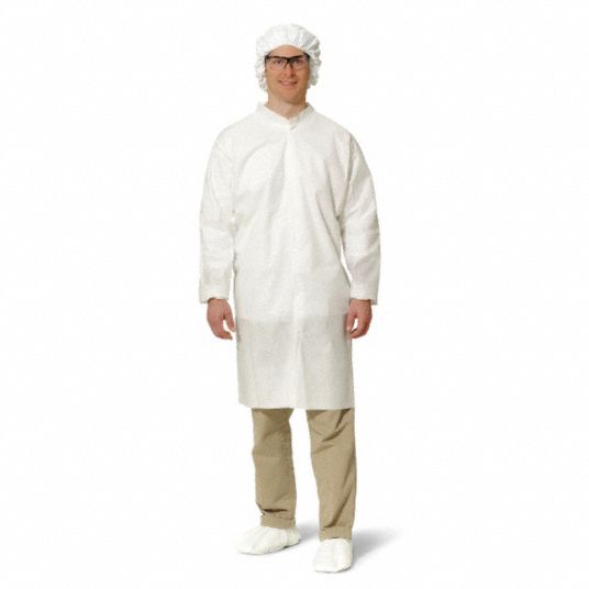Disposable Cleanroom Coat, XL, White, PK 30 - Grainger