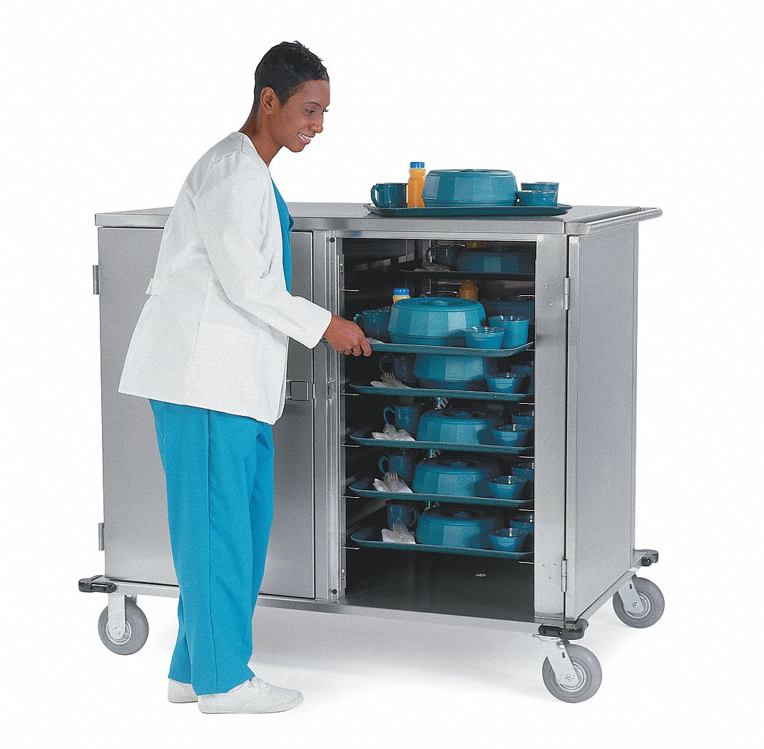 LAKESIDE Meal Delivery Cart, Tray Size (In.): 14 x 18, 15 x 20, Silver ...