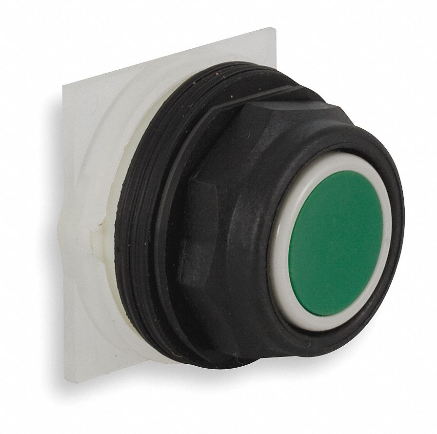 SCHNEIDER ELECTRIC, Green, 30 mm Mounting Size, Flush Push Button ...