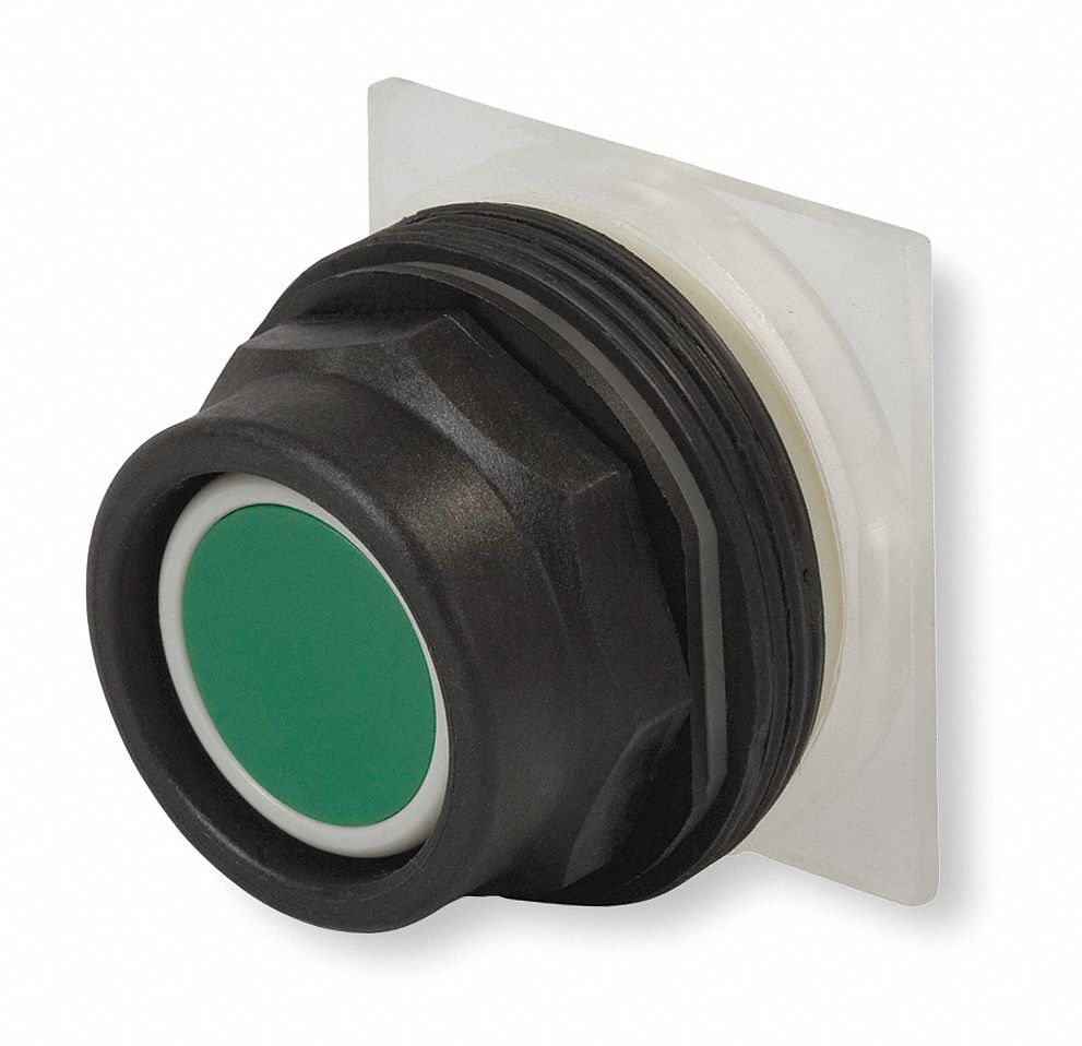 SCHNEIDER ELECTRIC, Green, 30 mm Mounting Size, Recessed Push Button ...