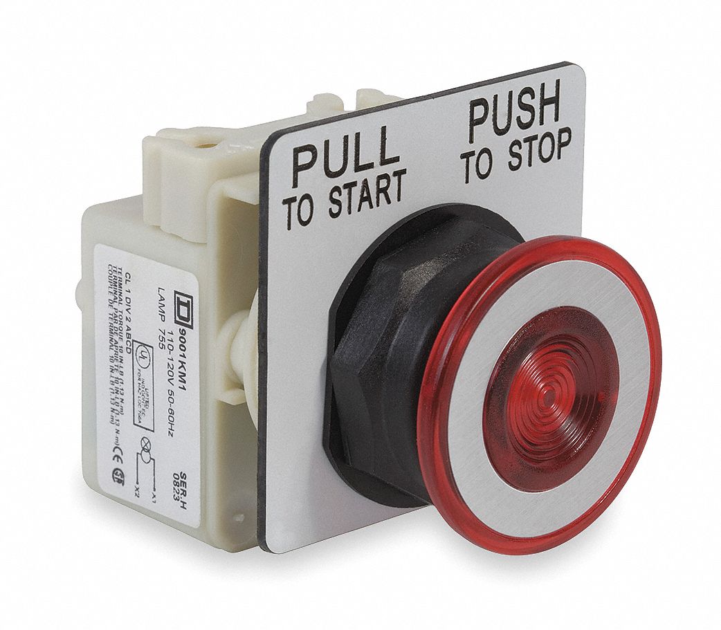 SCHNEIDER ELECTRIC, Red, 30 mm Mounting Size, Mushroom Head Push Button ...