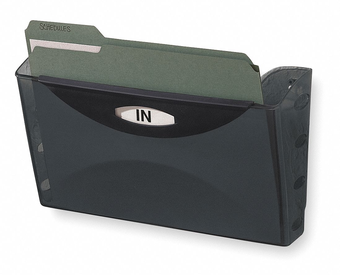 13 7/16 in x 3 7/8 in x 7 7/16 in Plastic Wall File, Black - Grainger