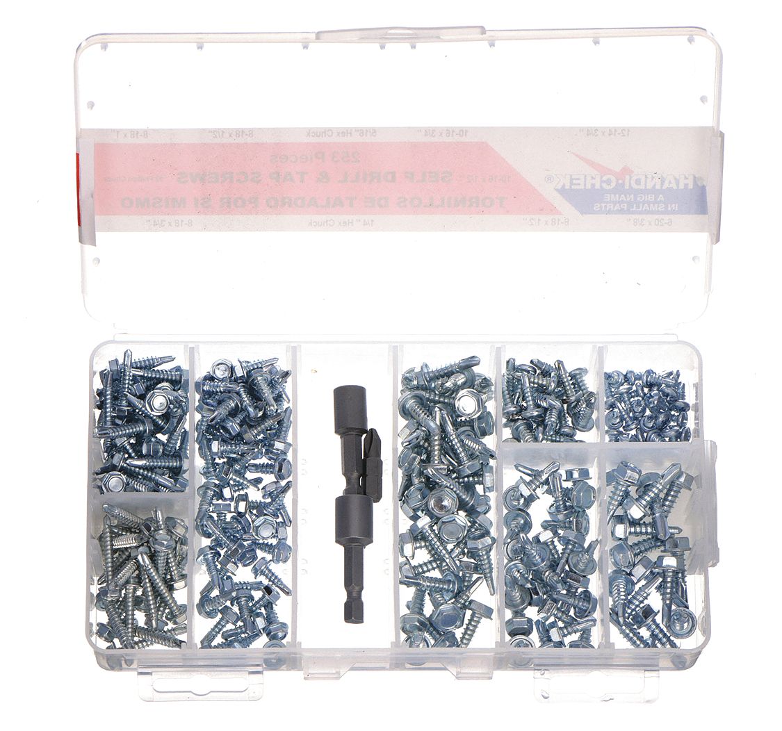 Steel, Zinc Plated, Self-Drilling Screw Assortment - 2NRZ7|WWG-DISP ...