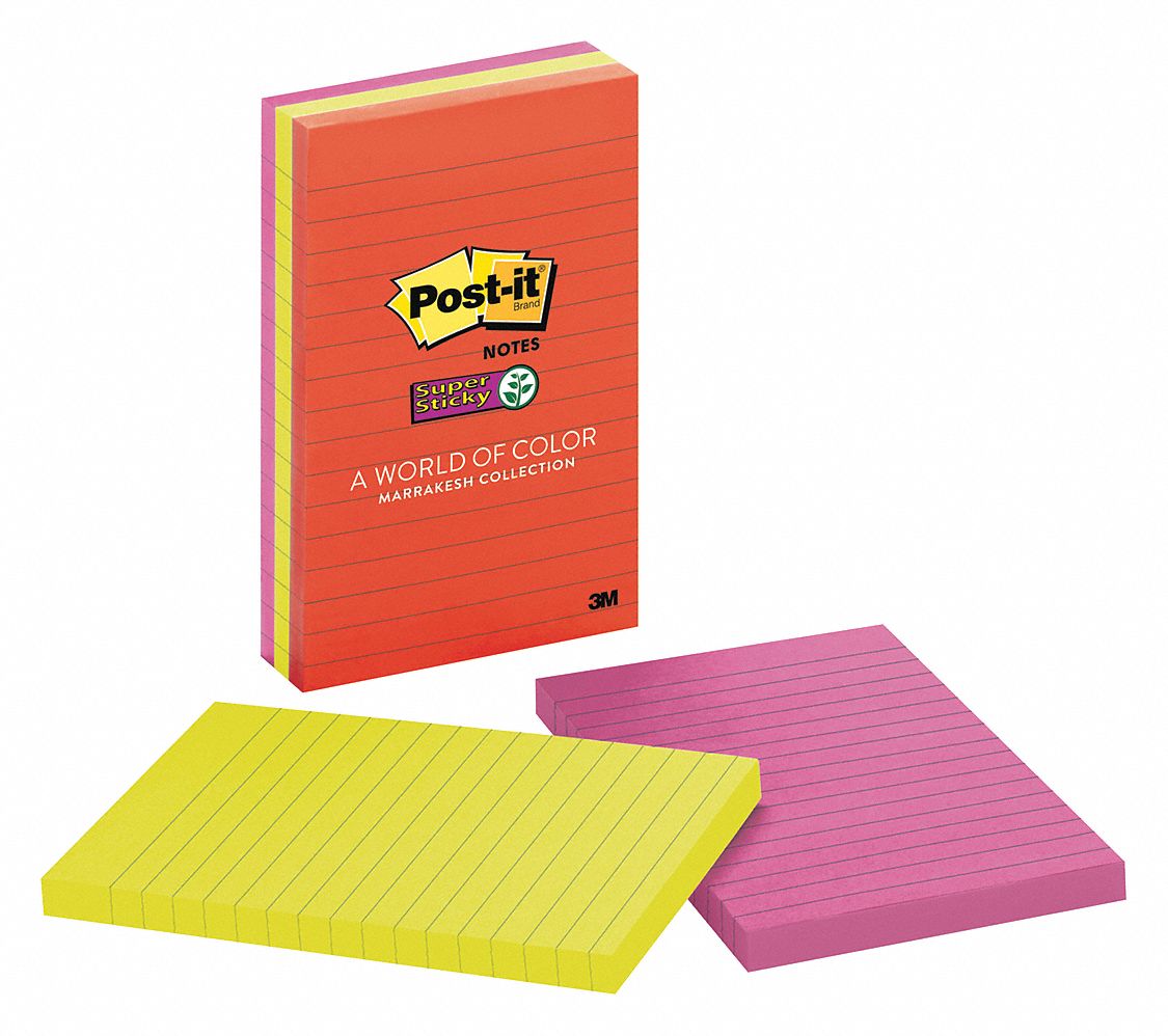 POST-IT, Assorted Bright, Super Sticky, Sticky Notes - 2NU73|660-3SSAN ...