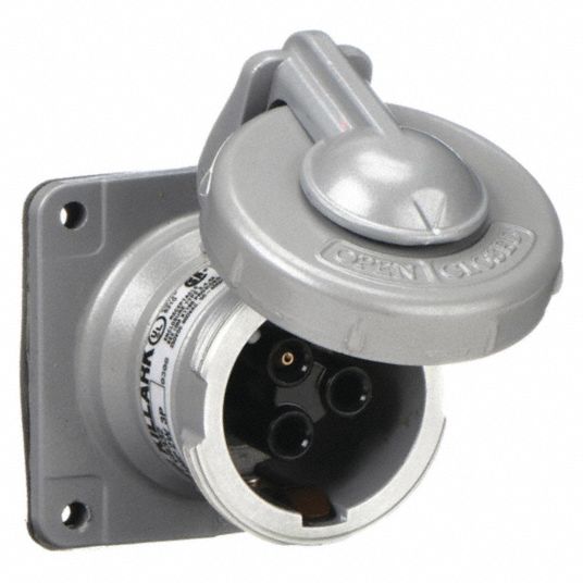 HUBBELL, Gray, 250V DC/600V AC, Pin and Sleeve Receptacle - 2NVN8|VR332 ...