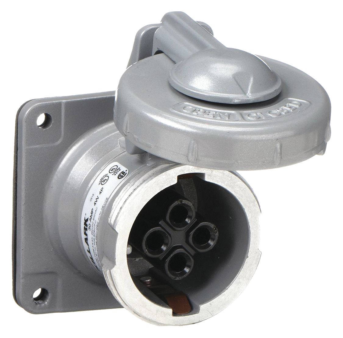 HUBBELL KILLARK, 600V AC/250V DC, 4 Wires, Pin and Sleeve Receptacle ...