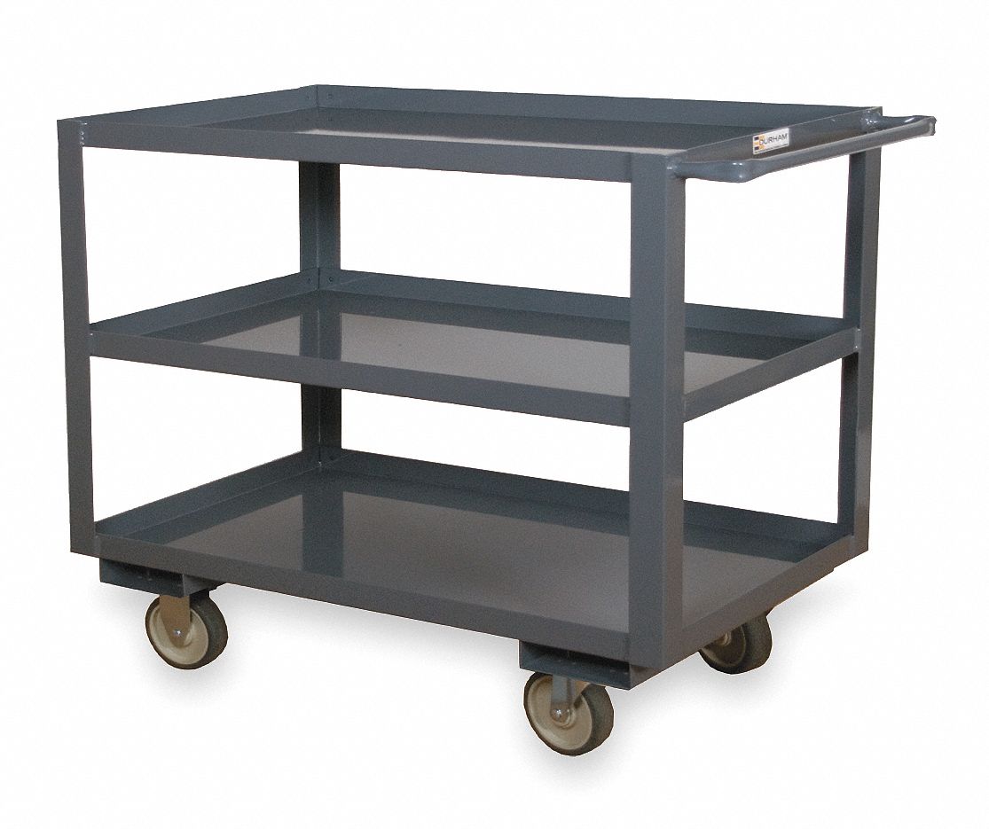 Welded Utility Cart, Load Capacity 1200 lb, Number of Shelves 3 - Grainger