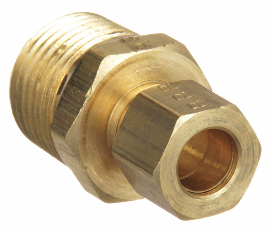 PARKER Latón Compresión x MNPT Conector Macho, 3/8" Tamaño del Tubo ...