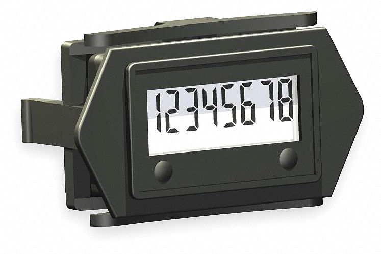 Counter, Number of Digits: 8, 0.28 in LCD Black Numbers on White ...