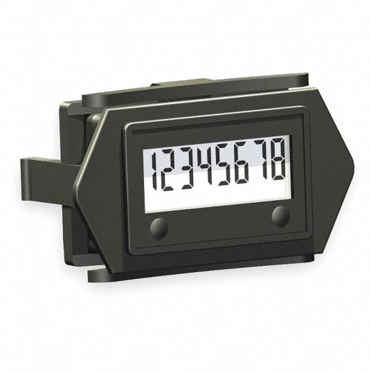 Counter, Number of Digits: 8, 0.28 in LCD Black Numbers on White ...