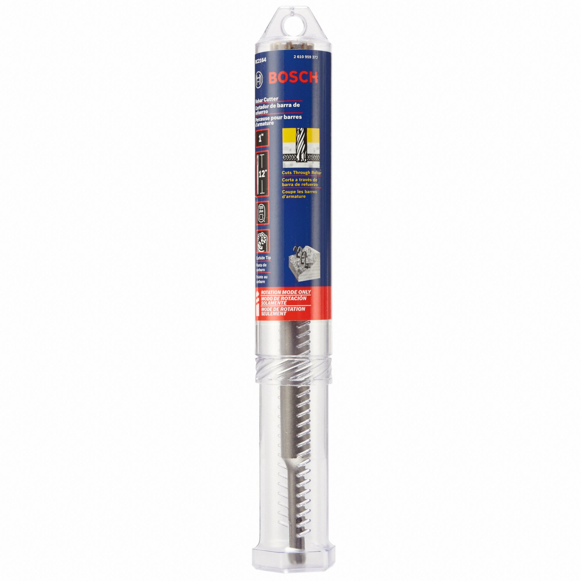 BOSCH Rebar Cutter Drill Bit: 1 in Drill Bit Size, 10 in Max Drilling ...