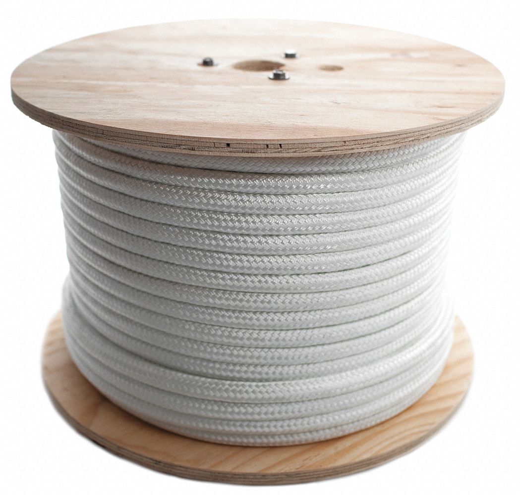 1/2 in dia. Nylon All Purpose Rigging Rope, White, 600 ft - Grainger