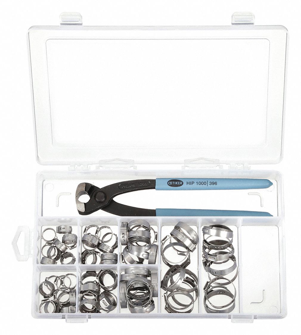 Single Ear, Plastic Case, Hose Clamp Assortment - 2PU26|18500060 - Grainger