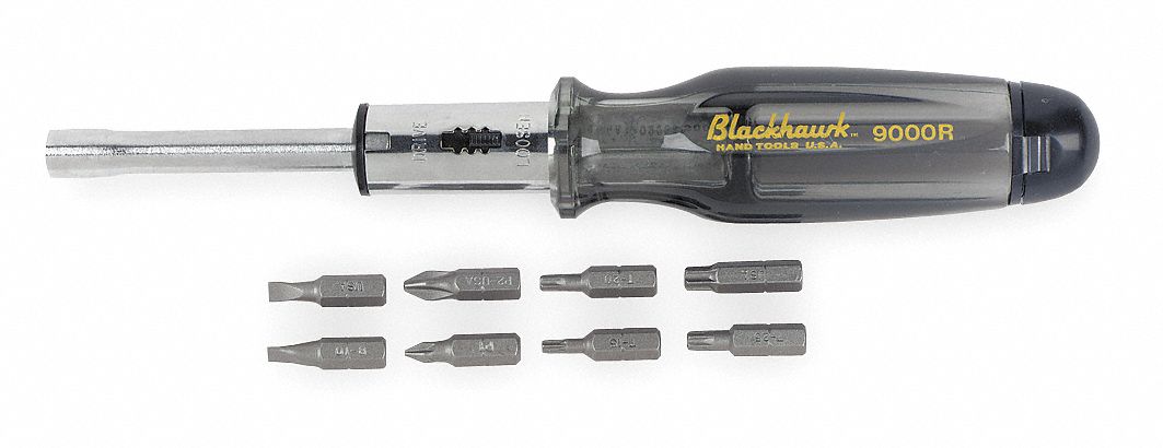 Multi-Bit Screwdriver, Magnetic, Number of Pieces 9 - Grainger