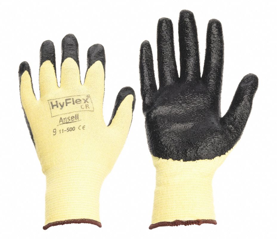 ANSELL Guantes Recubiertos, A2, Amarillo/Negro - 3EE11 | 11-500 ...