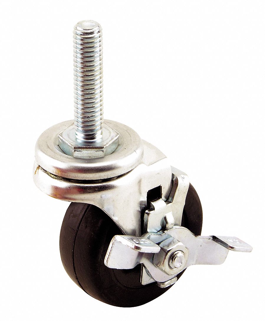 80/20 Swivel Threaded-Stem Caster: 10 Series/15 Series, Rubber/Steel, 2 ...