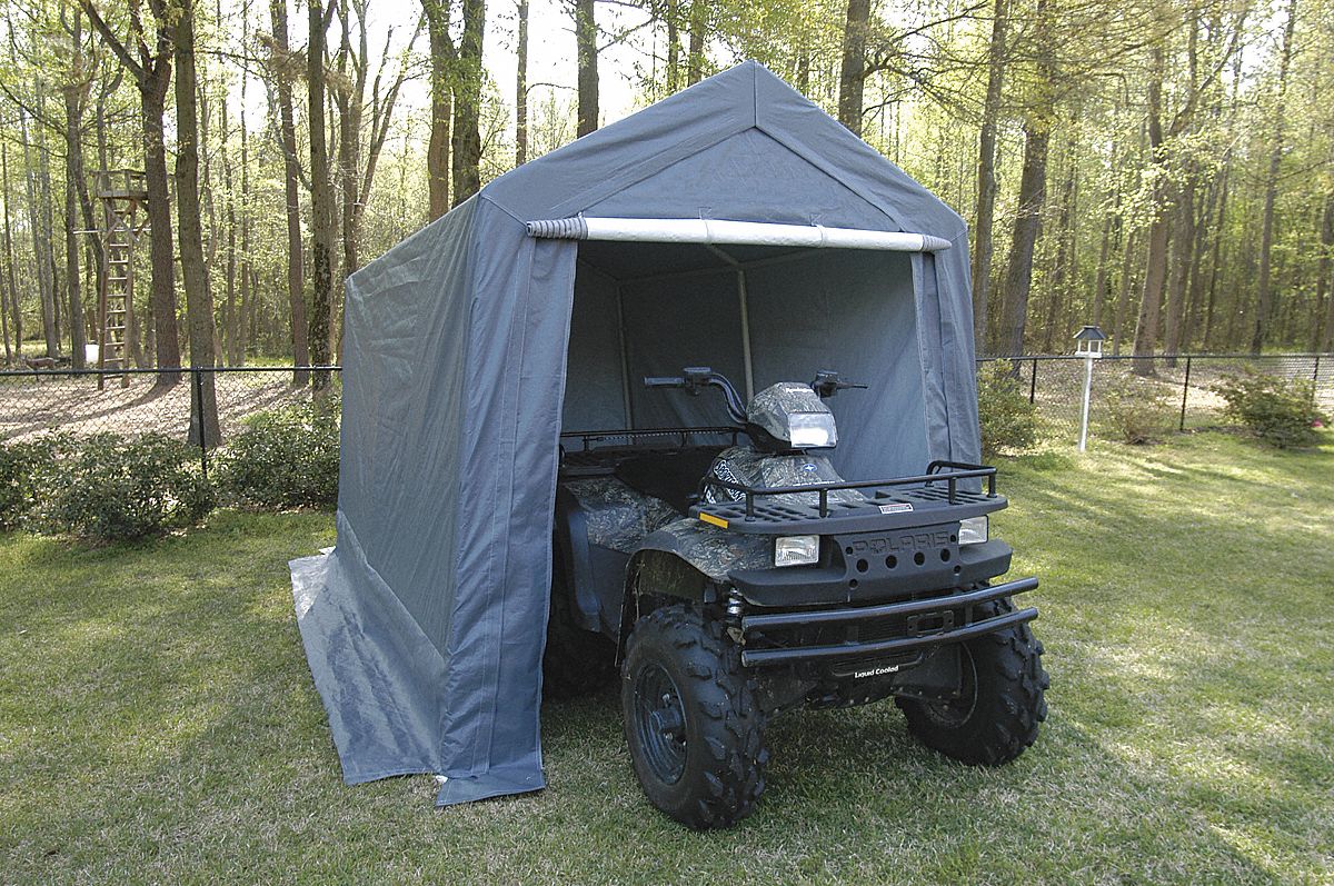 Gray Canopy Shelter, 14 ft. Length, 8 ft. 6" Width, 7 ft 8 in Center ...