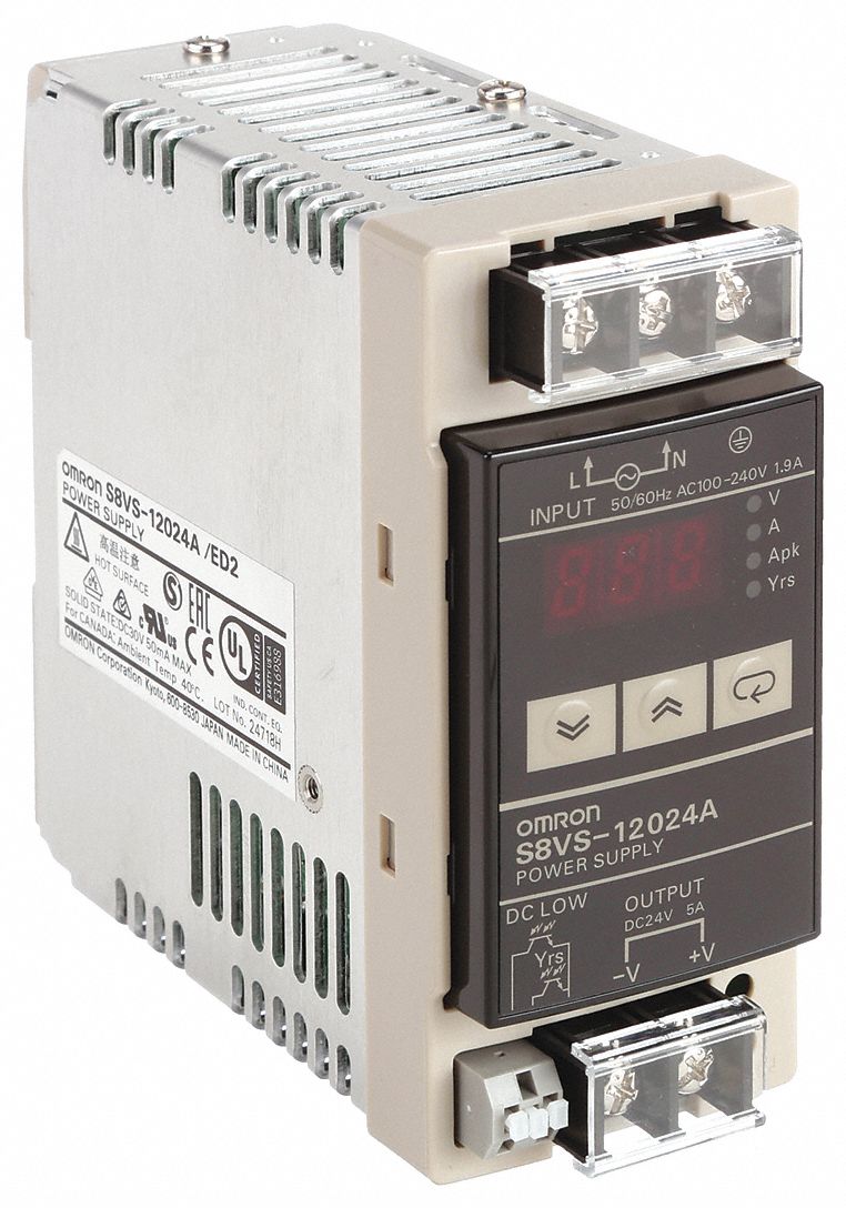 OMRON, DIN Rail, 120 W Output Power - Rated, DC Power Supply - 2REK3|S8VS-12024A - Grainger