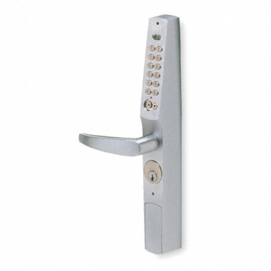 Narrow-Stile Programmable Lock, Satin Chrome - Grainger