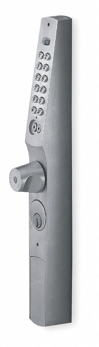 Narrow-Stile Programmable Lock, Satin Chrome - Grainger