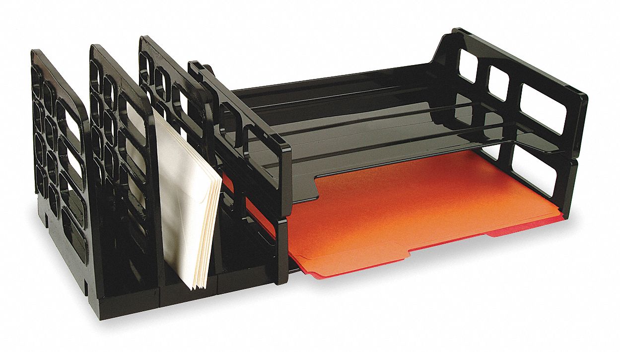 OFFICEMATE, 3 Compartments, Plastic, Letter Tray/File Holder - 2RLJ1 ...