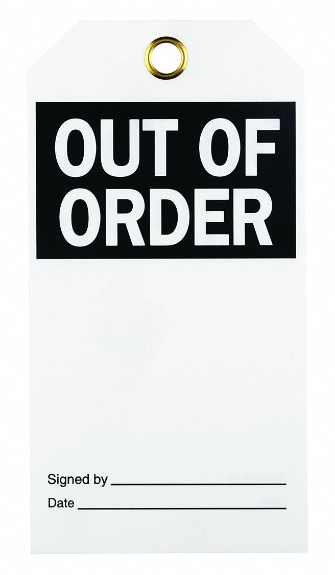 5 3/4 in Wd, 3 in Ht, Out Of Order Tag - 2RMX2|2RMX2 - Grainger
