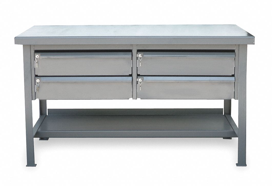 STRONG HOLD, Fixed Ht, Steel, Workbench - 2RNG9|T4830-4DB-KL - Grainger