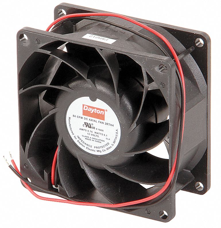 DAYTON Standard Square Axial Fan, 3 1/8 in Height, 3 1/8 in Width, 1 1/ ...