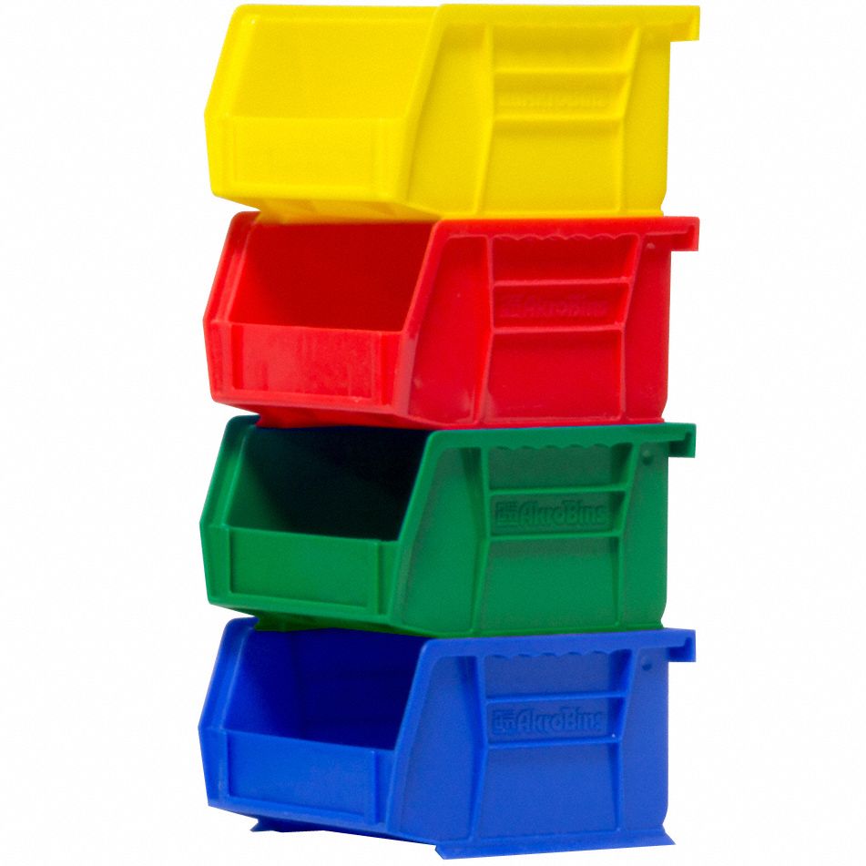 AKRO-MILS Hang and Stack Bin: 4 1/8 in x 5 3/8 in x 3 in, Green, Label ...