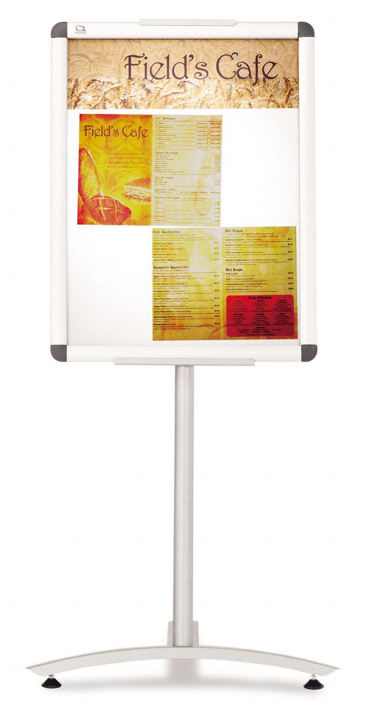 QUARTET Sign Holder, Pedestal, 18x24, Alum, Silver - 2RXK2|LCF2418 ...