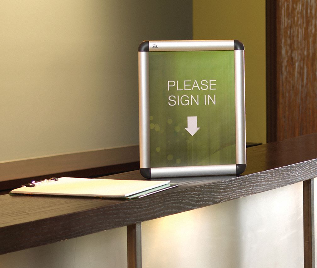 QUARTET Sign Holder, Wall, 8-1/2x11, Alum, Silver - 2RXK6|CF8511 - Grainger