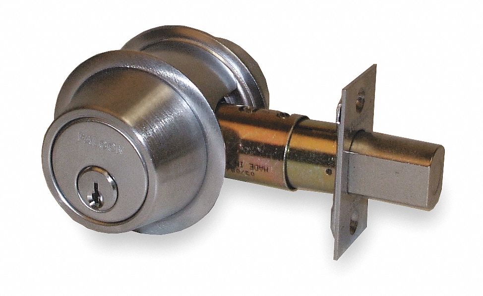FALCON LOCK, Cylindrical, 1 7/8 in Door Thick - Max, Deadbolt Lock ...