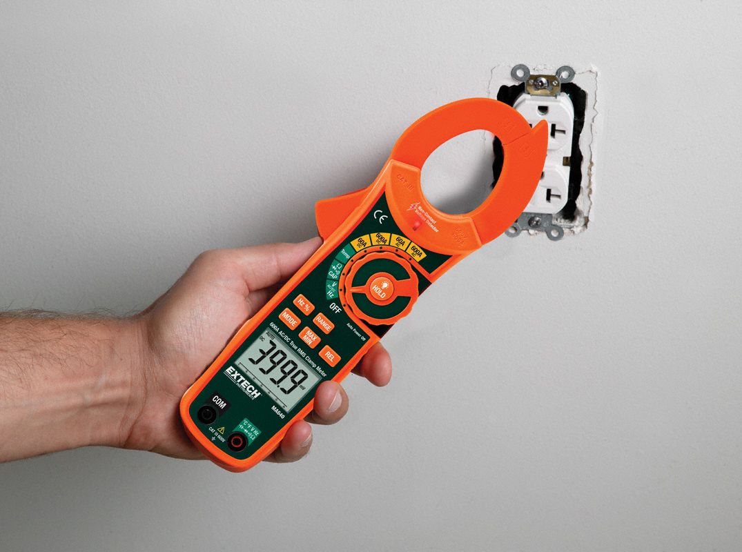 EXTECH Clamp On Digital Clamp Meter, -4° to 1400°F Temp. Range, 1.5 in ...