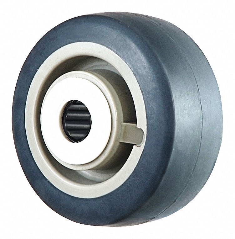 Nonmarking Rubber Tread on Plastic Core Wheel, 4 in Wheel Dia., 300 lb ...