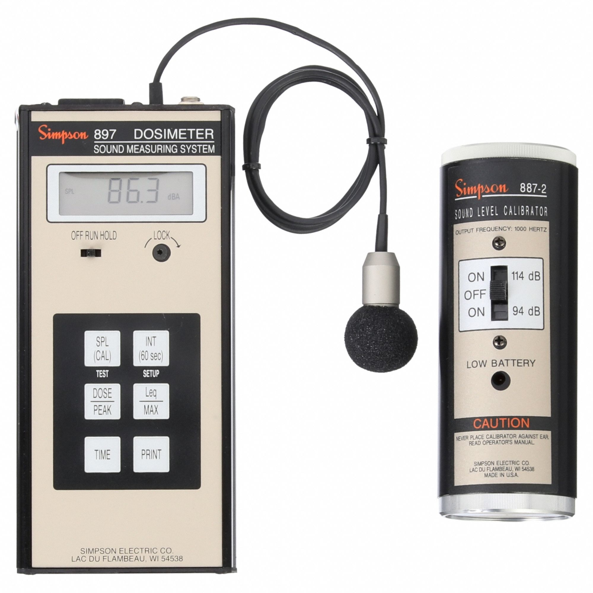 SIMPSON ELECTRIC, 50 dB to 130 dB, Noise Dosimeters, Noise Dosimeter ...