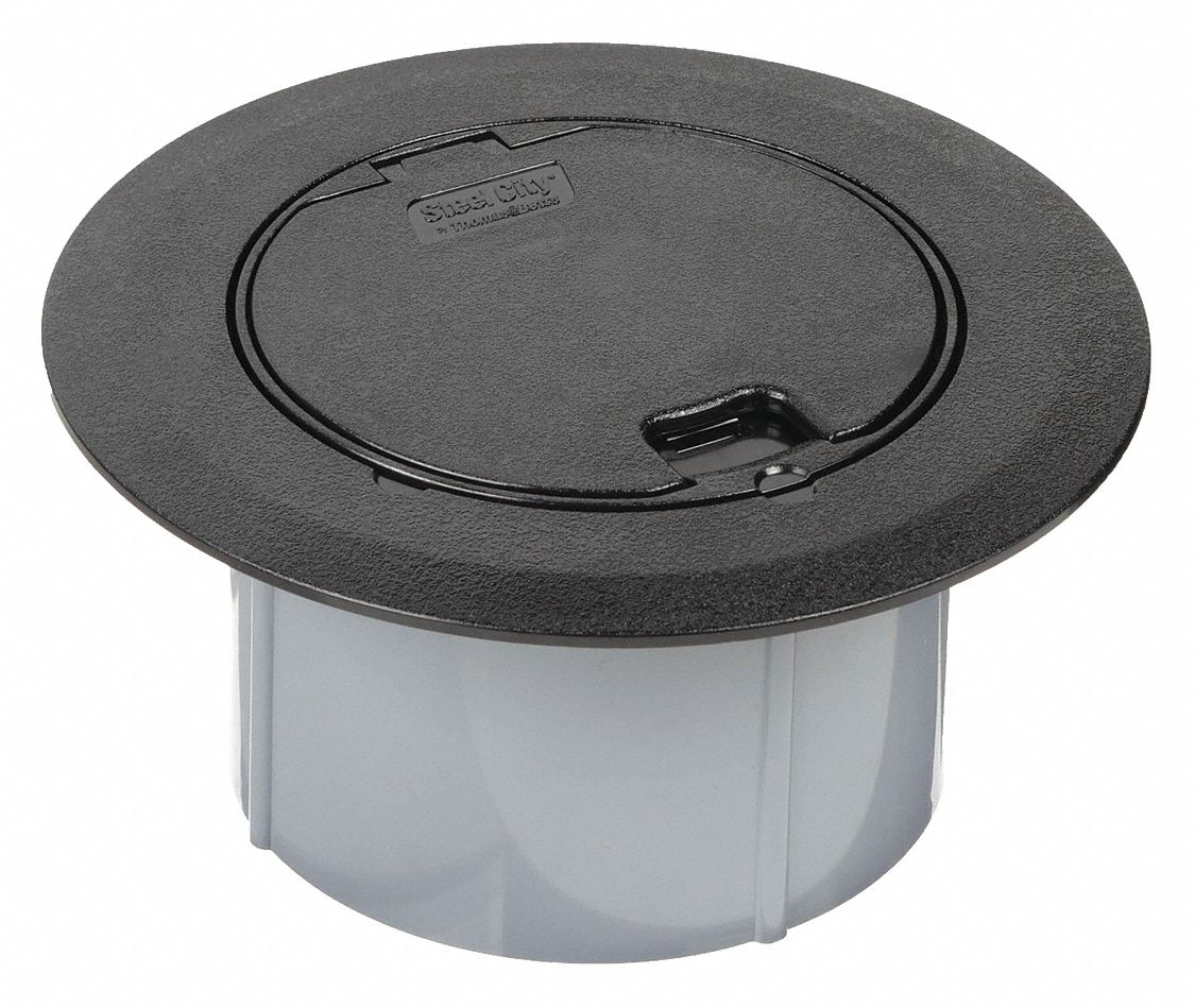 STEEL CITY, Round, Black, Floor Box Cover and Carpet Flange - 2TEC1|68R ...