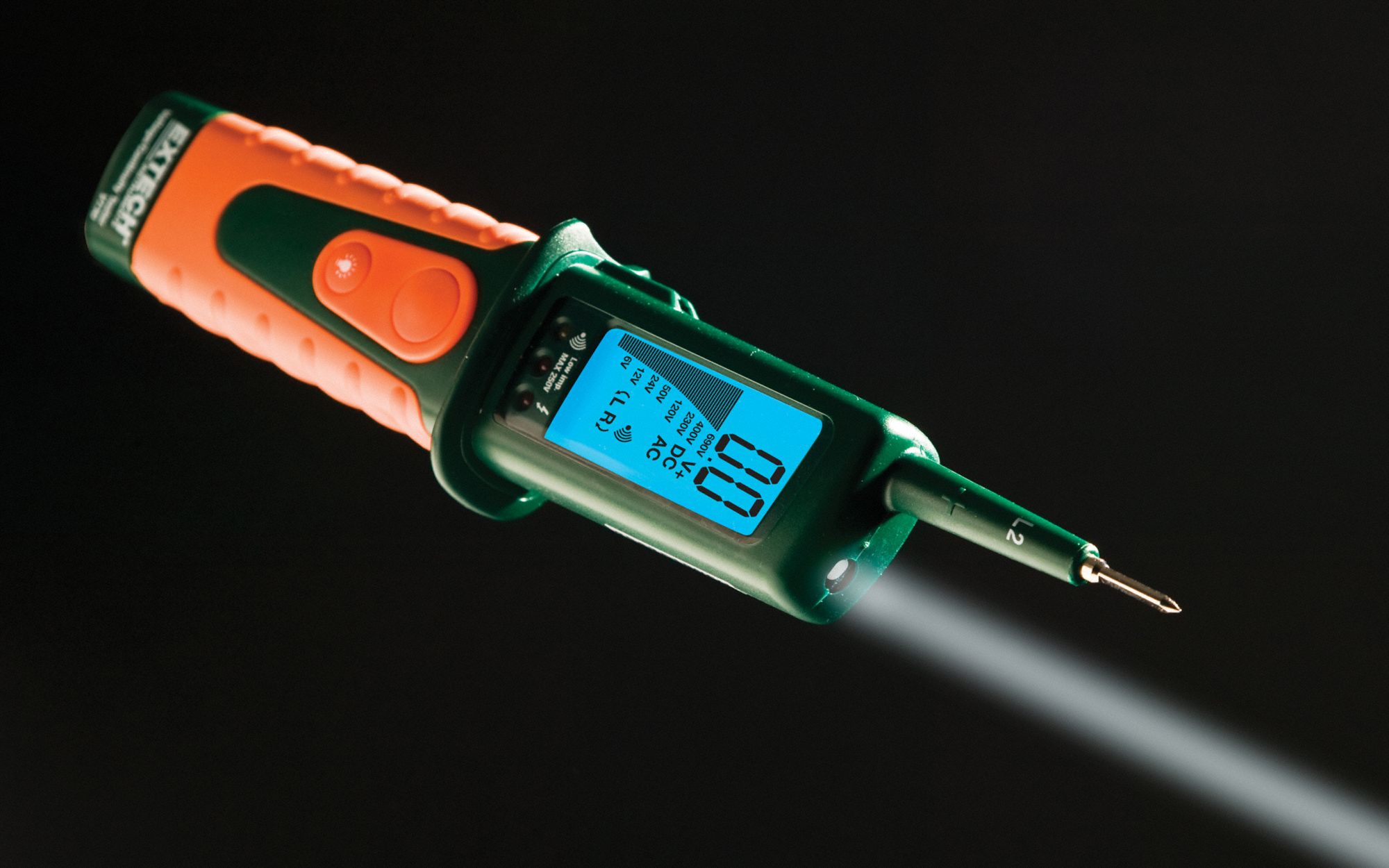 EXTECH Voltage and Continuity Tester: 0 to 480 AC V, 0 to 690 DC V, LCD ...