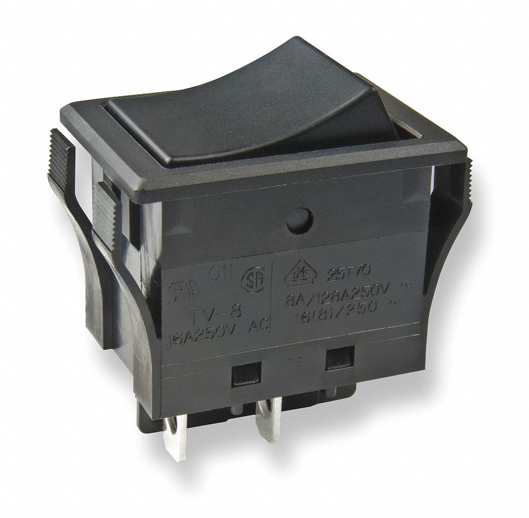 Rocker Switch, Contact Form: SPST, Number of Connections: 2, Terminals ...
