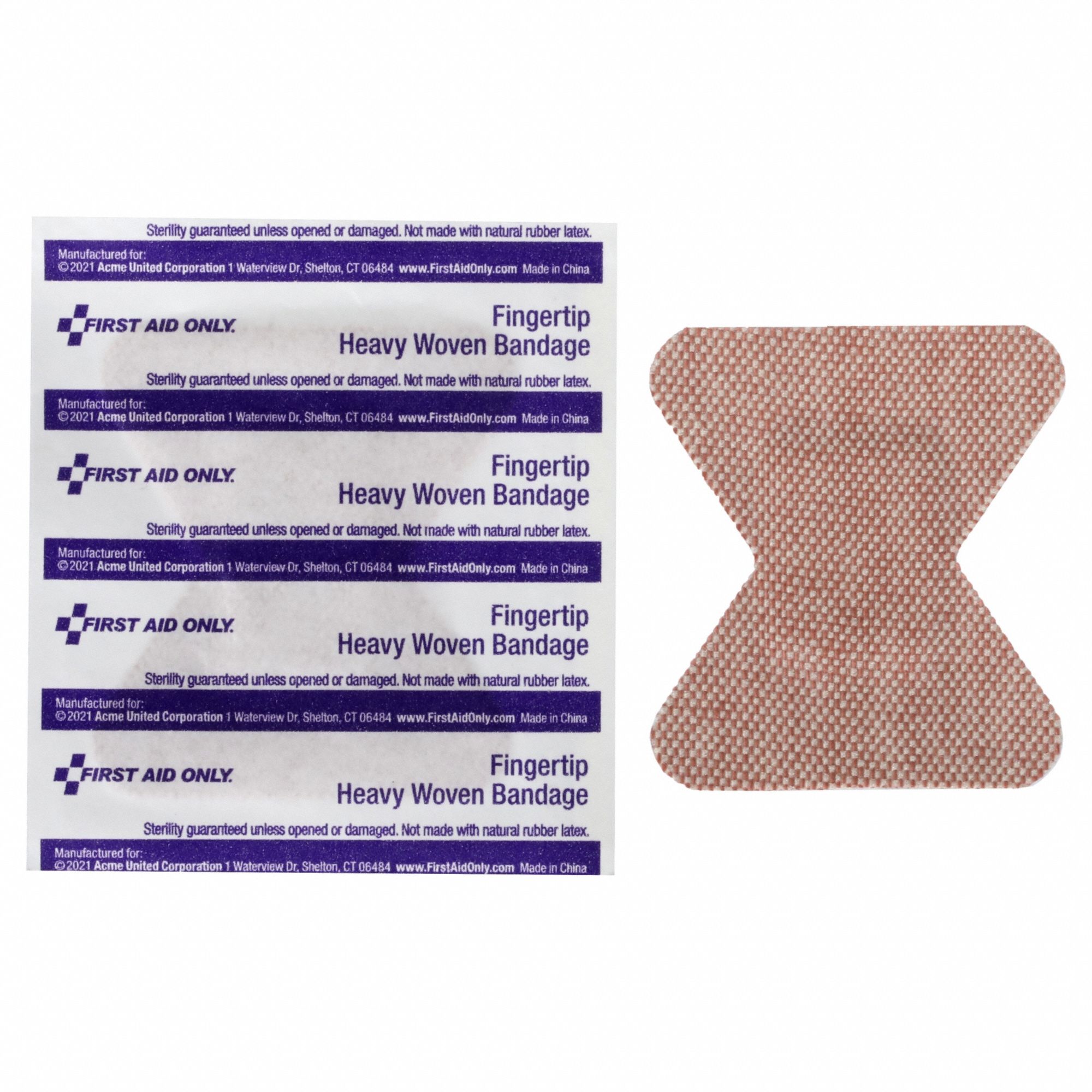 FIRST AID ONLY, Fingertip Bandages, 1 3/4 in Wd, Adhesive Bandage ...