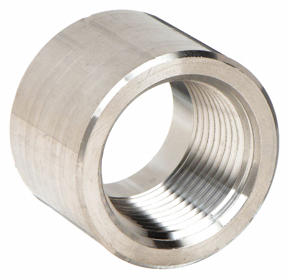 Stainless Steel, NPT x Female NPT, Half Coupling - 2UA76|2UA76 - Grainger